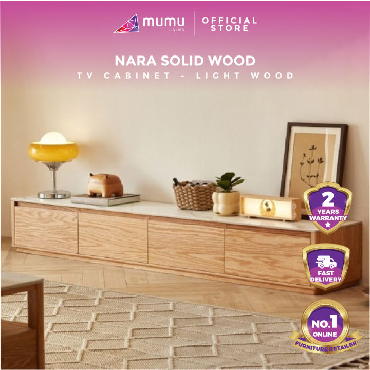 [MUMU Living] Nara Solid Wood TV Cabinet - Light Wood | Lazada