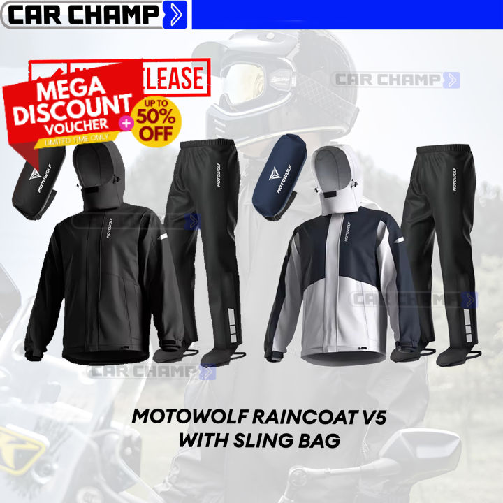 Motowolf Raincoat V5/ Rain Coat Version 5 Upgraded Rainwear, Rainstorm ...