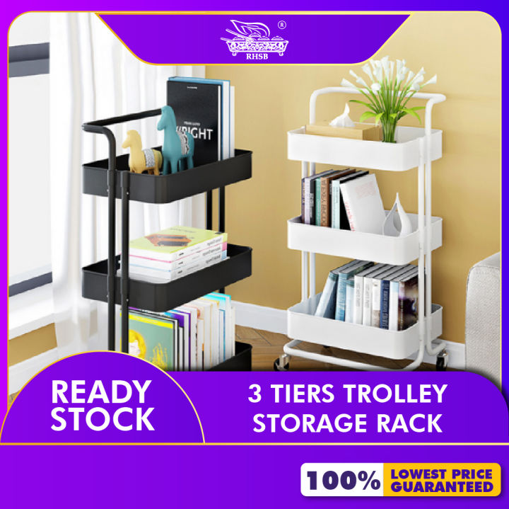 3 TIERS TROLLEY STORAGE RACK / RAK TROLI / SHELVES KITCHEN RACK / RAK ...