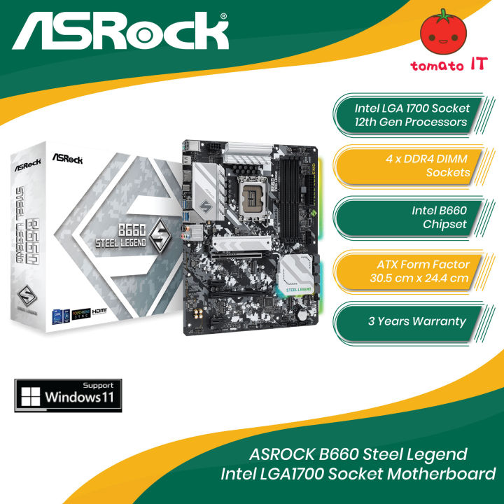 ASROCK B660 Steel Legend Intel LGA1700 Socket ATX Motherboard | Lazada