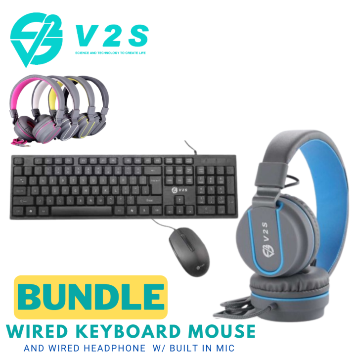 V2S Wired Keyboard And Mouse Combo Set Bundle With Se5222 Wired ...