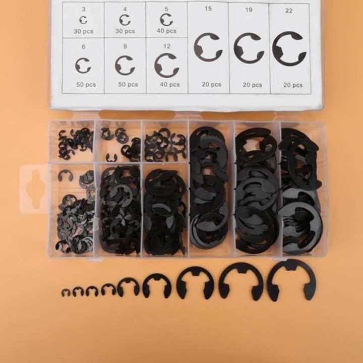 E-CLIP E-RING เพลารักษาแหวน Assortment 3mm-22mm 300 ชิ้นโลหะสีดำพร้อม ...