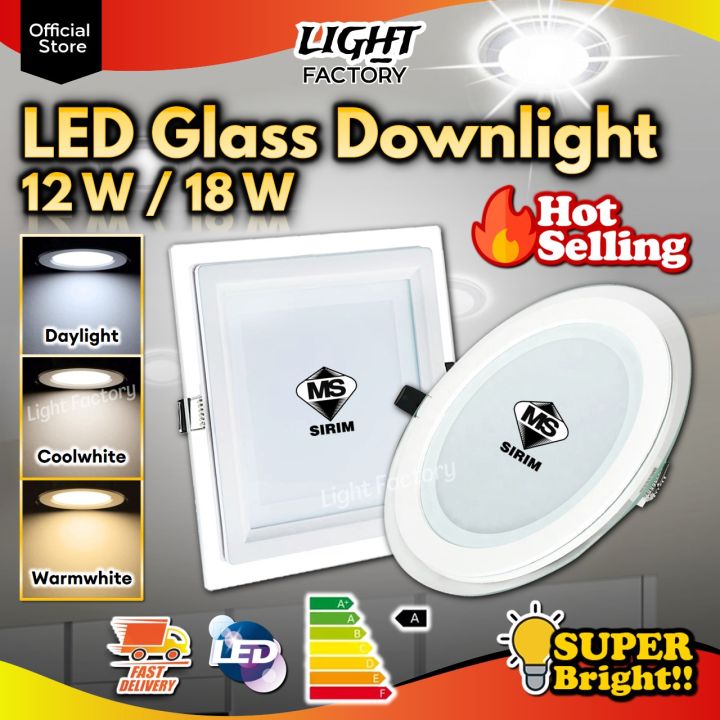 [SIRIM] LED Glass Downlight 12W 18W LED Recessed Glass Dowlight Round ...