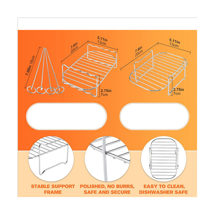 [bbzzw] Stainless Steel Steamer Roasting Rack Air Fryer Accessories ...