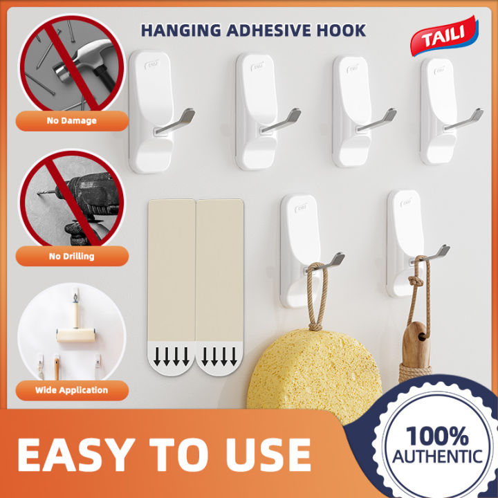 TAILI 6-piece hook hanging adhesive hook practical hook can bear 1.3KG ...
