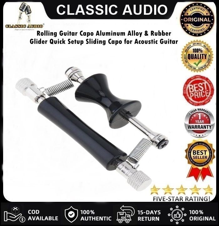 Rolling Guitar Capo Aluminum Alloy & Rubber Glider Quick Setup Sliding ...
