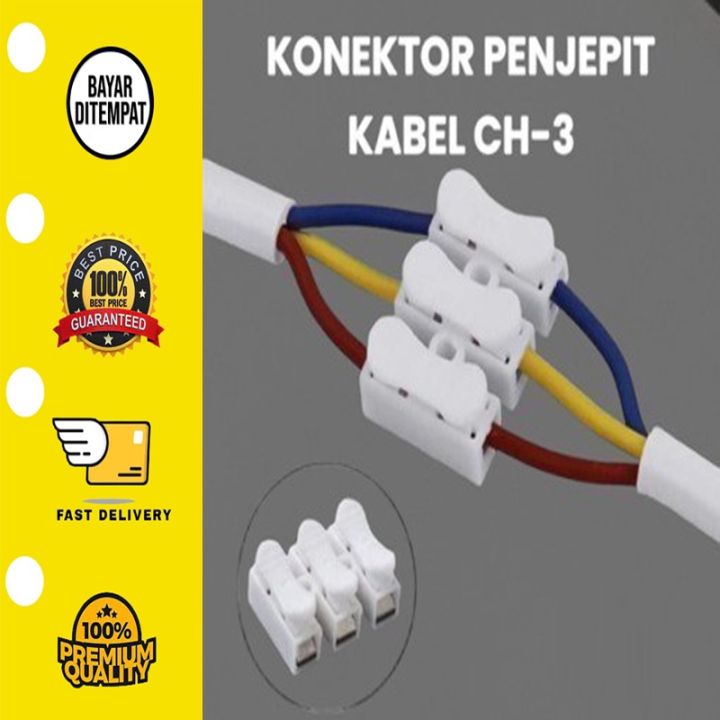 Penjepit Sambungan 3 Jalur Kabel Quick Connect Wire Connector CH3 CH-3 ...