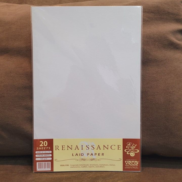Renaissance (Laid Paper) 8 1/2 x 13 100gsm White or Cream colors with ...