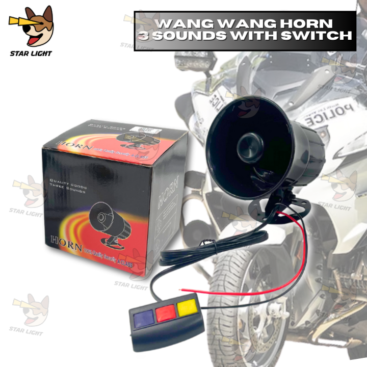 WANG WANG UNIVERSAL HORN 3 SOUNDS SIREN HORN WITH SWITCH FOR CAR ...