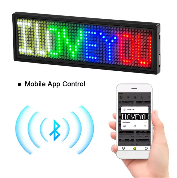 LED Name Badge Bluetooth DIY Programmable Scrolling Message Board LED ...