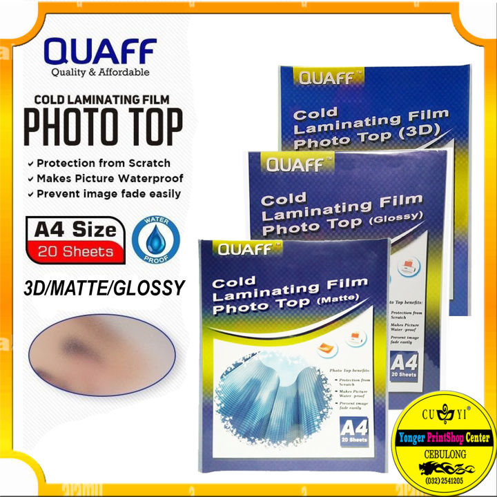 QUAFF PHOTO TOP COLD LAMINATING FILM GLOSSY / MATTE / 3D /GLITTER ...