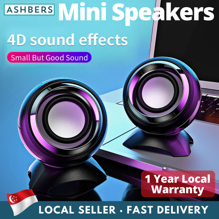 Mini PC Speakers - 7 Colour Options, Laptop Compact Stereo USB Powered ...