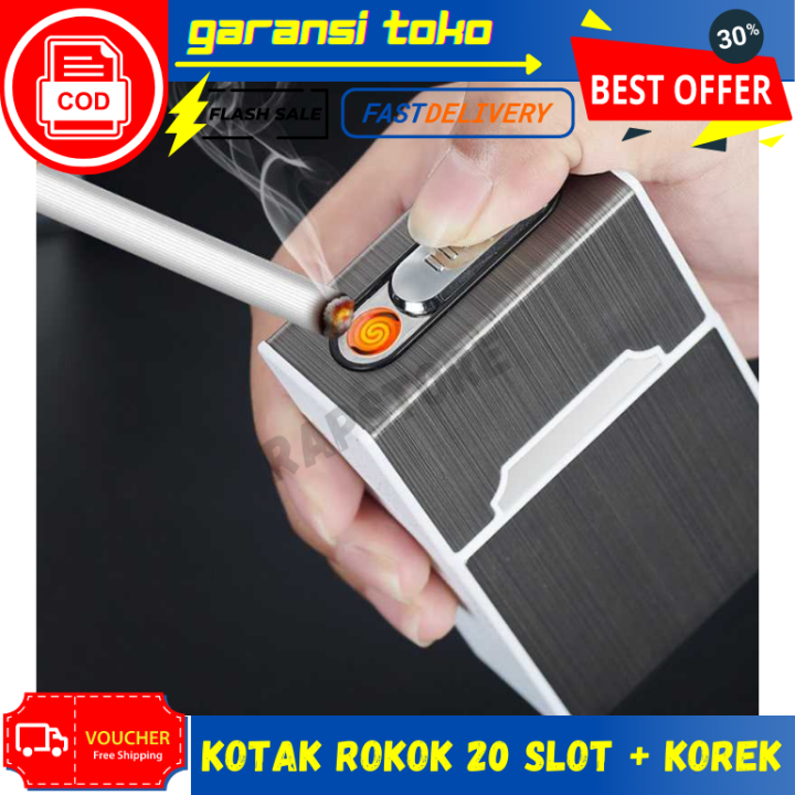 Focus Kotak Rokok 20 Slot dengan Korek Elektrik Pyrotechnic / Kotak ...