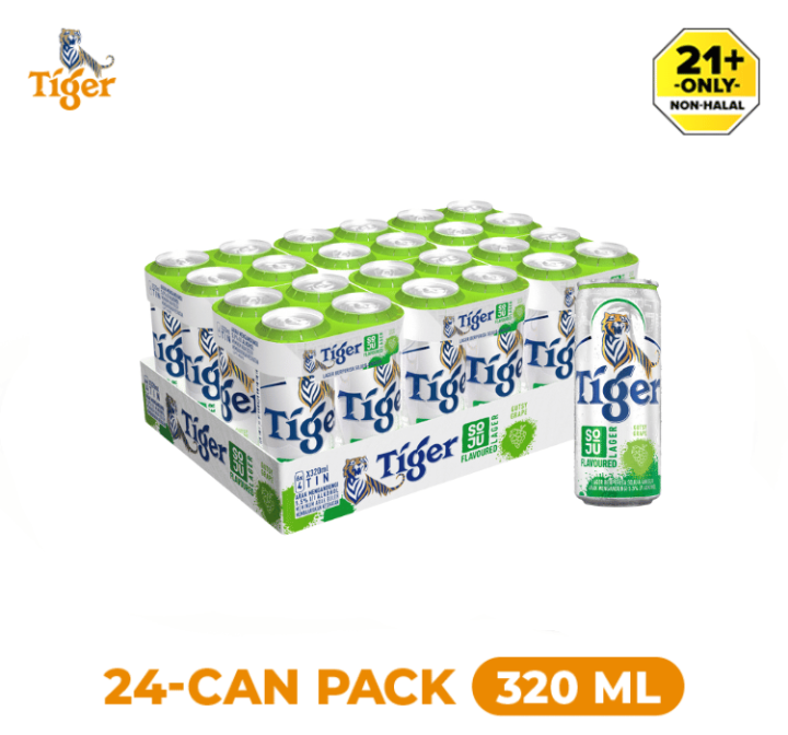 Tiger Soju Flavoured Lager (Gutsy Grape) Can 5.5% Alcohol (24 x 320ml) | Lazada