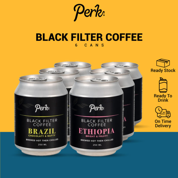 Perk Coffee Ready To Drink Filter Canned Coffee - 6 Pack | Lazada