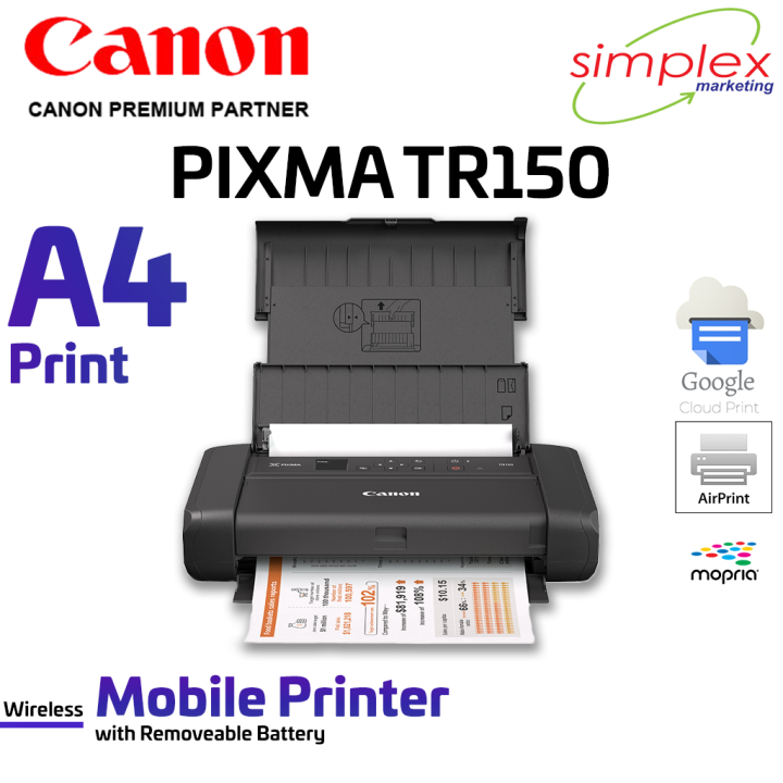 Canon PIXMA TR150 Wireless Portable Inkjet Printer, with Removable ...