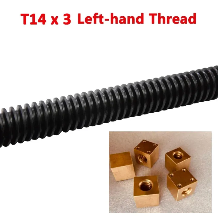 T14 Left Hand Thread Lead Screw Trapezoidal Rod Pitch 3mm Length 500mm ...