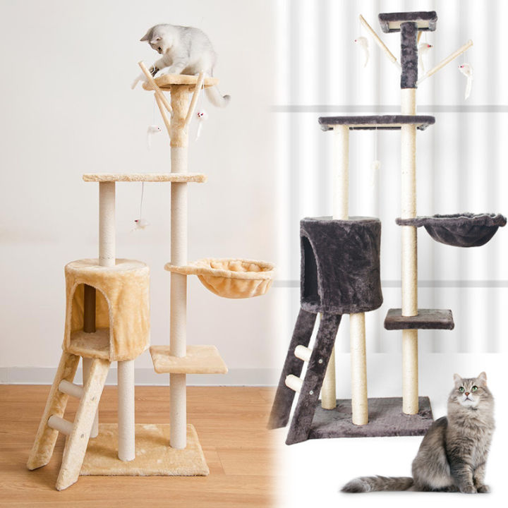 Five-layer Cats Tree Cat Climbing Tower Frame Half Sisal Scratching ...
