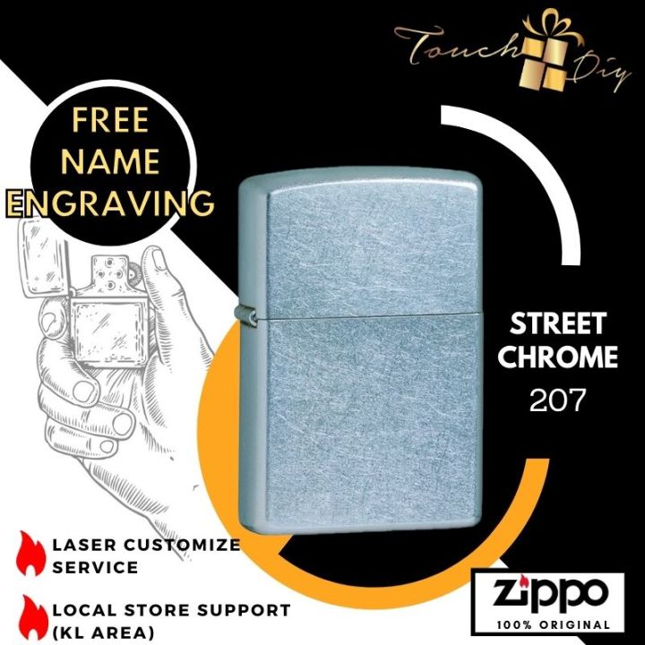 Zippo 207 Street Chrome Lighter with free name engraving | Lazada