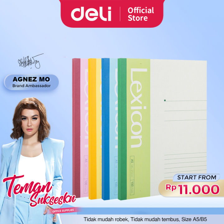 Deli Buku notebook tanpa jilid kawat, soft cover 4 warna 30/40/50/60/80 ...