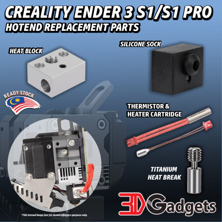 Creality Ender 3 S1 / S1 Pro Replacement NTC 100K Thermistor with Heater Cartridge/ Heat Block ...