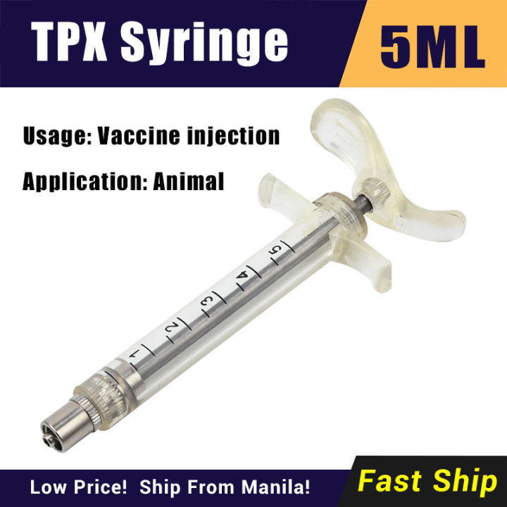 5ml Veterinary injection syringe TPX Heavy duty Fiberglass syringe for ...