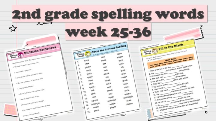 [PRE248] 114 pages 2nd grade spelling words week 25-36 Worksheet for ...