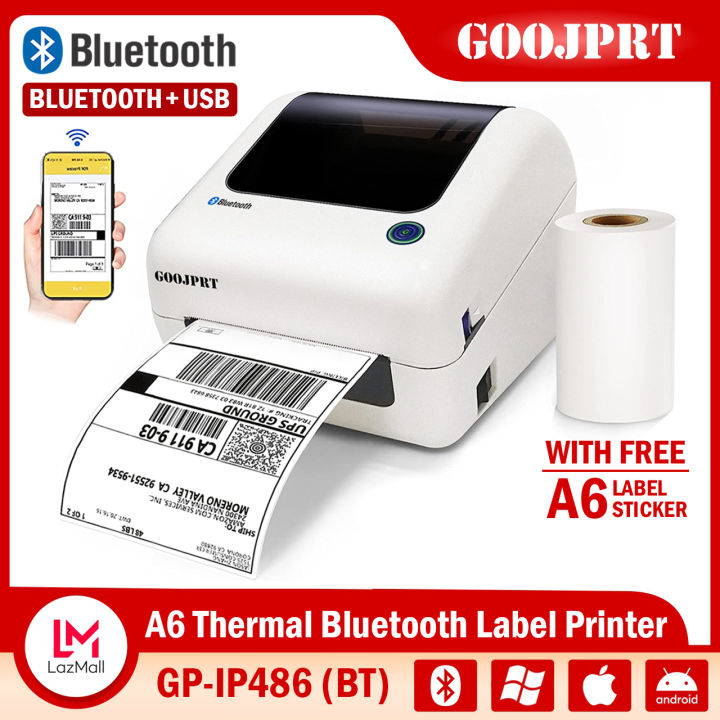 GOOJPRT A6 Bluetooth Thermal Label Printer GP-IP486 (BT) Shipping Label Sticker Wireless High ...