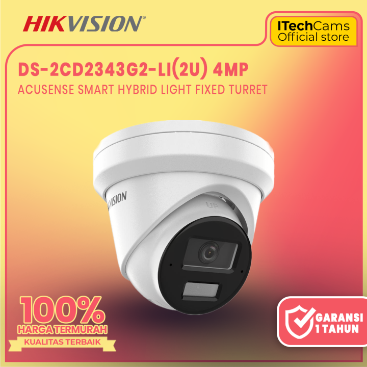 Hikvision Camera 4MP DS-2CD2343G2-LI(2U) Acusense Smart Hybrid Light Fixed Turret Network ...