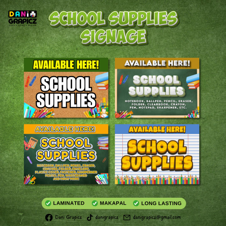 School Supplies Laminated Signage | Lazada PH