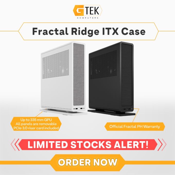 Fractal Design Ridge SFF ITX Case with PCIe 3.0 Riser Black / White ...