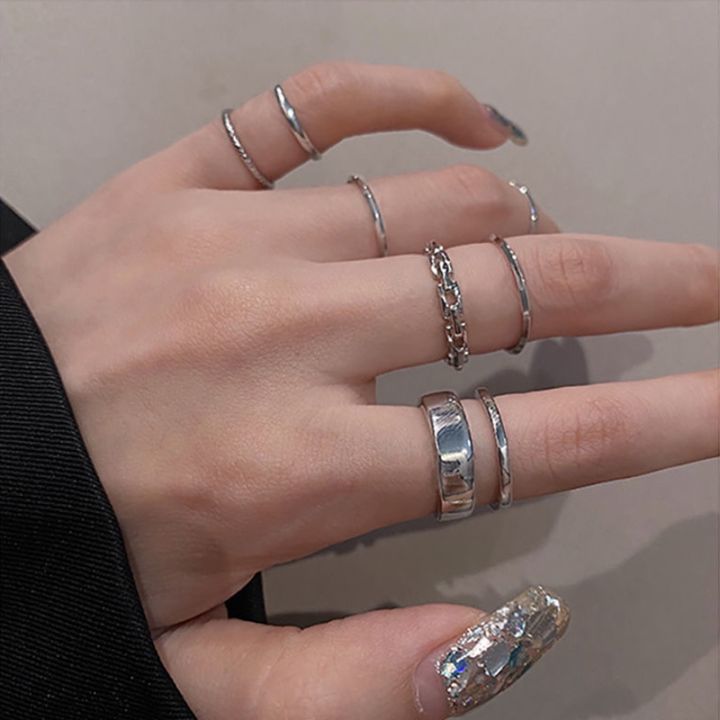 Cozyrooms 7Pcs/set Gold Chain Rings Latest Model Korean Retro Style ...
