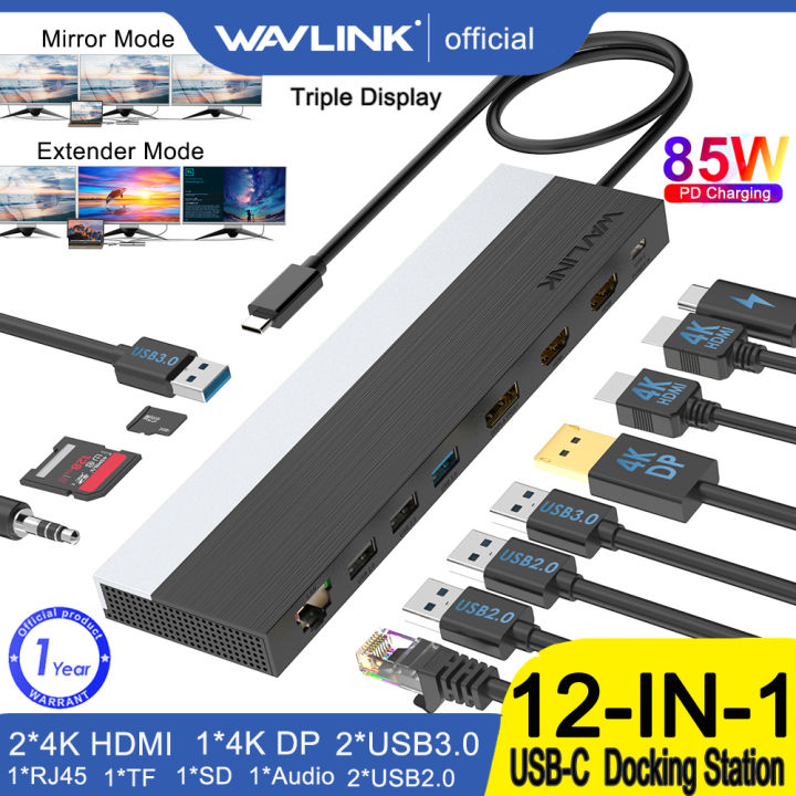 Wavlink 12 In 1 Usb C Triple Display Docking Station Universal Thunderbolt Type C Displayport
