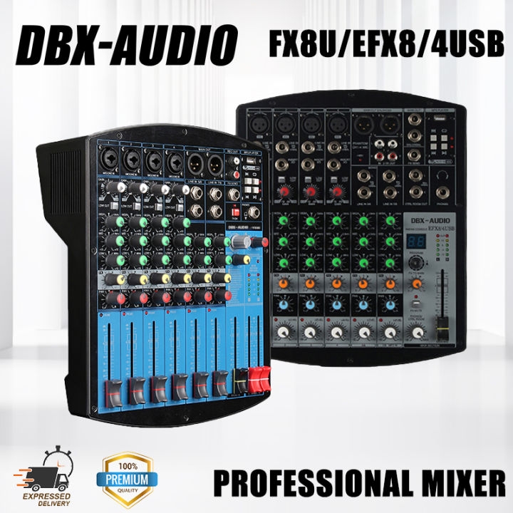DBX-AUDIO FX8U/EFX8/4USB เพาเวอร์แอมป์มิกเซอร์ระดับมืออาชีพ 8 แชนแนล ...