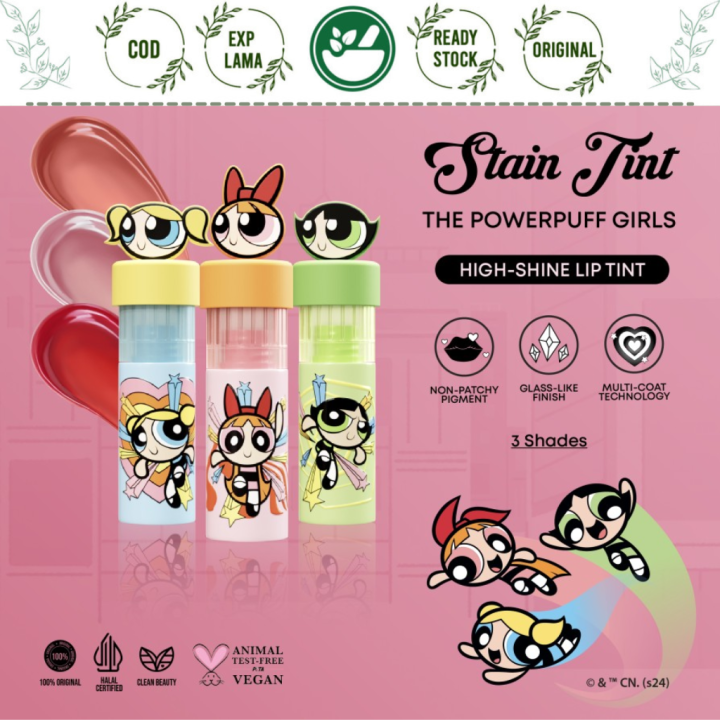 ROSE ALL DAY POWERPUFF GIRLS EDITION STAIN TINT SHINE GLASS FINISH ...