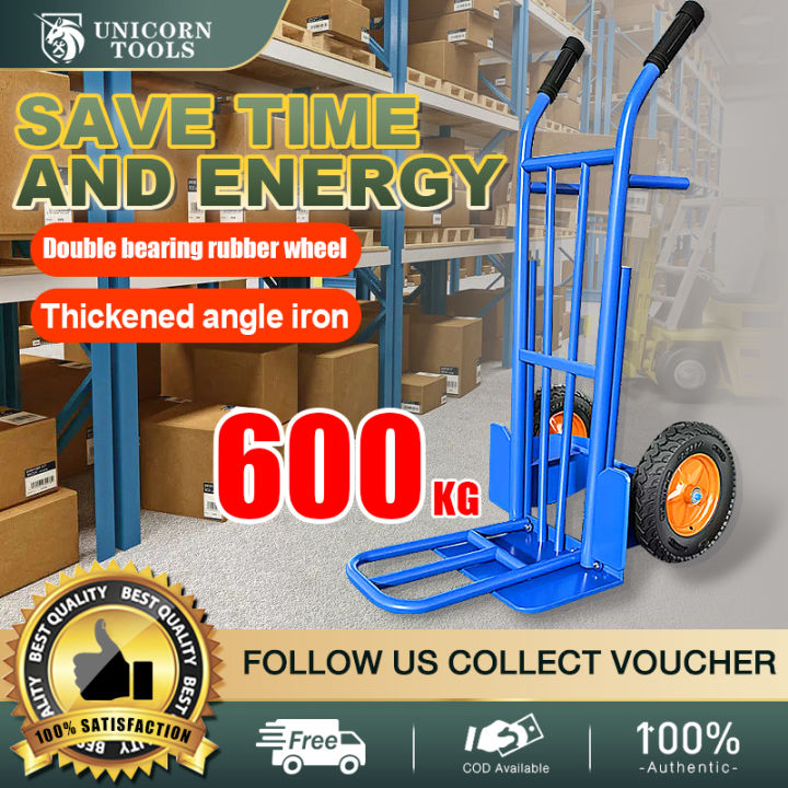 HEAVY DUTY HANDTRUCK Double and Curved Handle 150 to 600kgs Pushcart ...