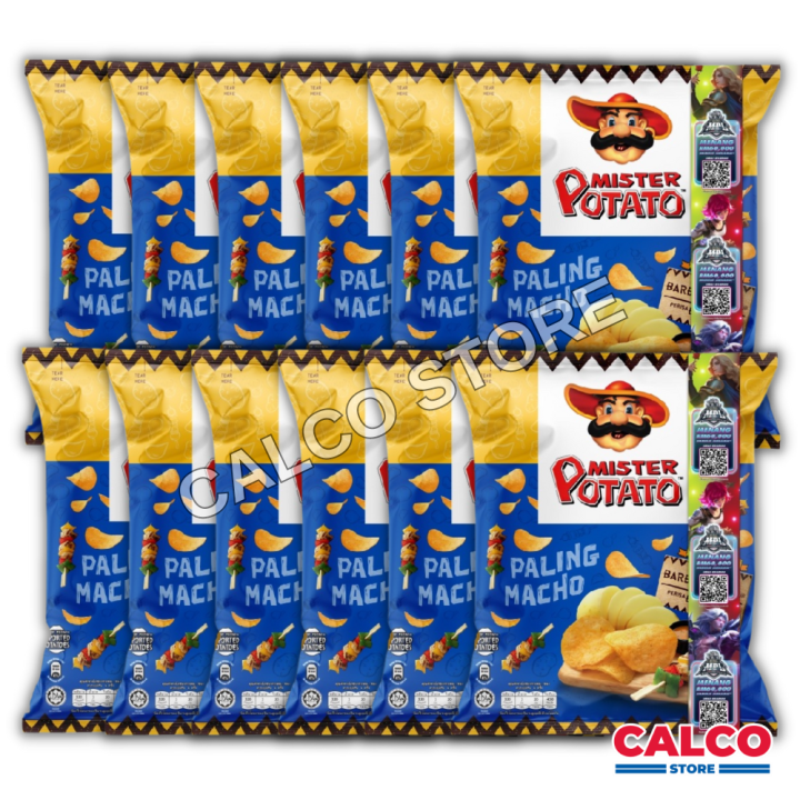 60g x 12pcs Mamee Mister Potato Chips Barbecue Keropok Snack Rasa BBQ ...
