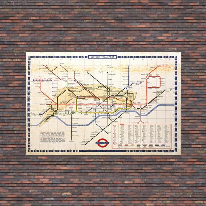 1 Piece Poster Retro London Underground Tube Map Art print Silk poster ...