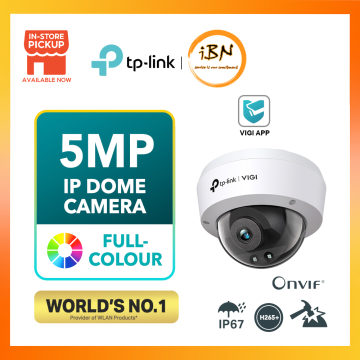 TP-Link VIGI C250 5MP CCTV Full-Color Dome Wired IK10 Vandal-Proof IP67 ...