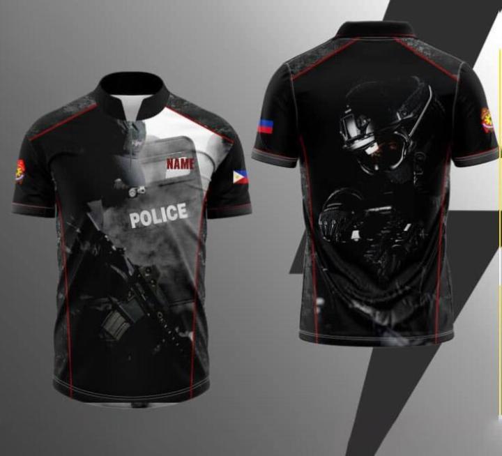 PNP SECURITY BLACK 3D TACTICAL POLO SHIRT ZIPPER-FREE CUSTOM NAME AND ...