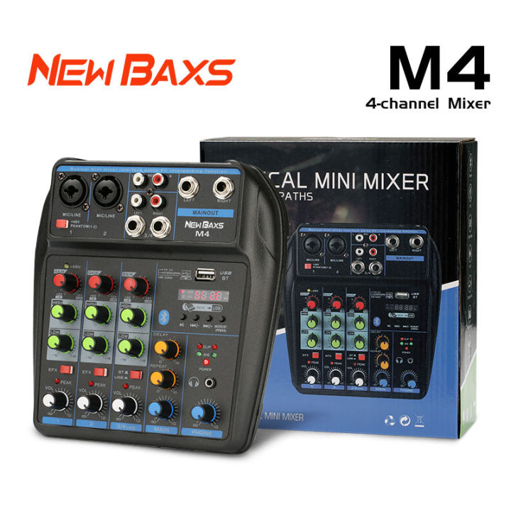 NEW BAXS M4 Professional Audio Mixer 4 Channels 48V USB Interface ...