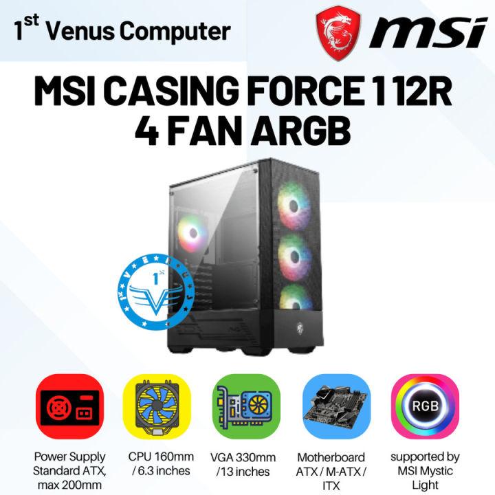 Casing Msi Mag Forge 112R / ARGB Tempered Glass Mid-Tower Gaming Case ...