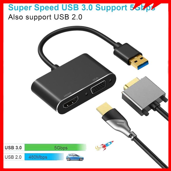 Mirror Extend Display USB 3.0 2.0 to HDMI-compatible VGA 1080P 3.5mm ...