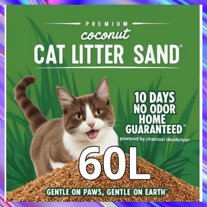 +1 Sack 60Liters Natural Wood Cat Litter Sand Plant Based Food Plant ...
