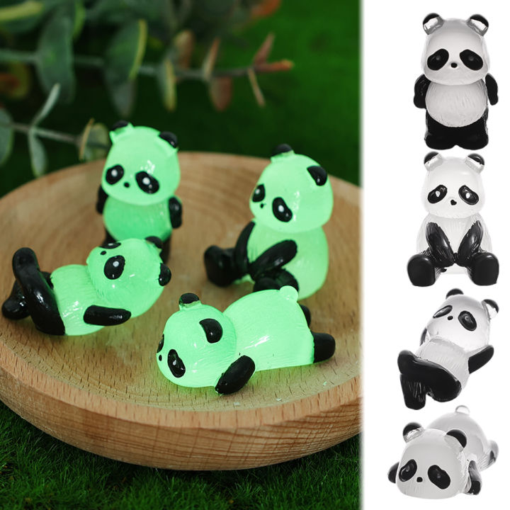 Glowing Panda Mini Figurines Miniature Panda Micro Landscape Ornament ...