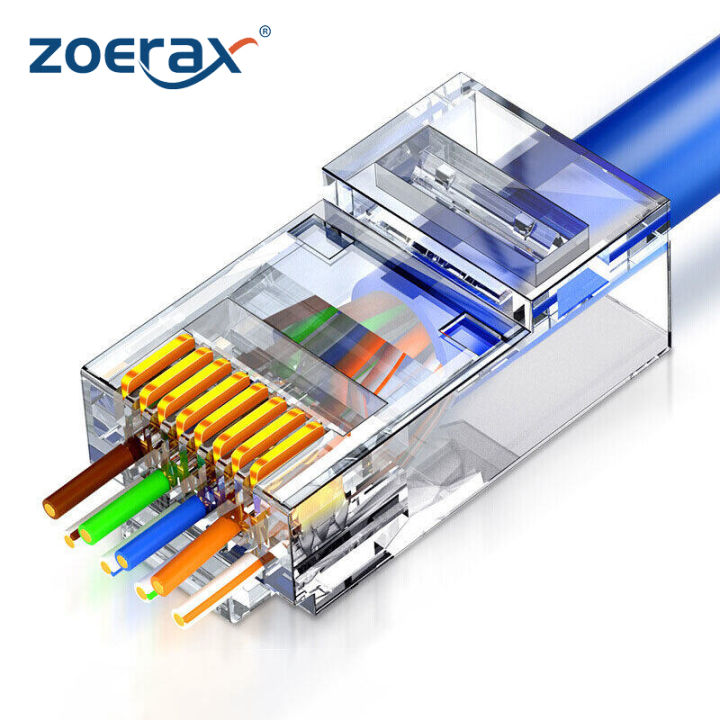 ZoeRax CAT6a Cat6 CAT5e Pass Through RJ45 Modular Plug Network ...