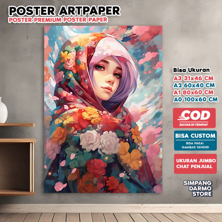 Poster Hijab Muslimah Kamar Cewek Kerudung Cantik bisa cetak custom ...