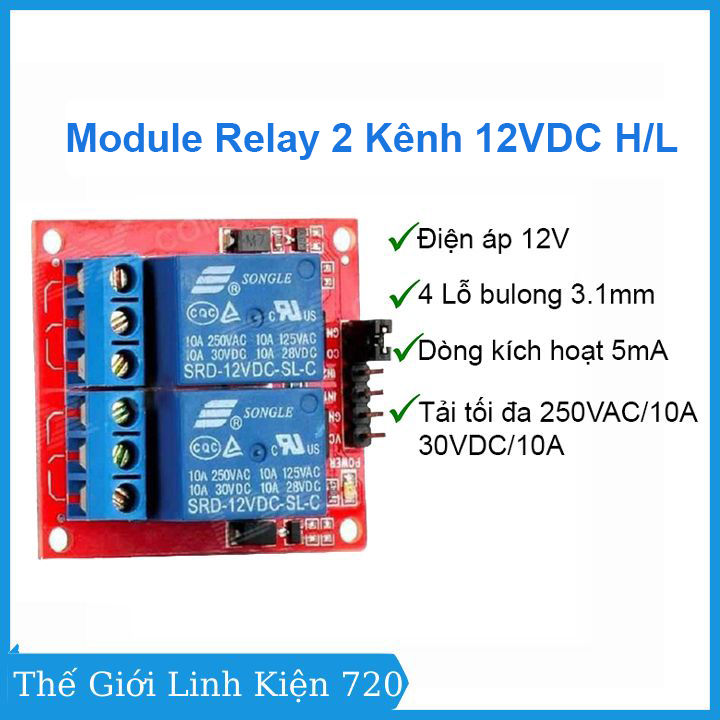 Module relay 2 kênh 12vdc high / low | Lazada.vn