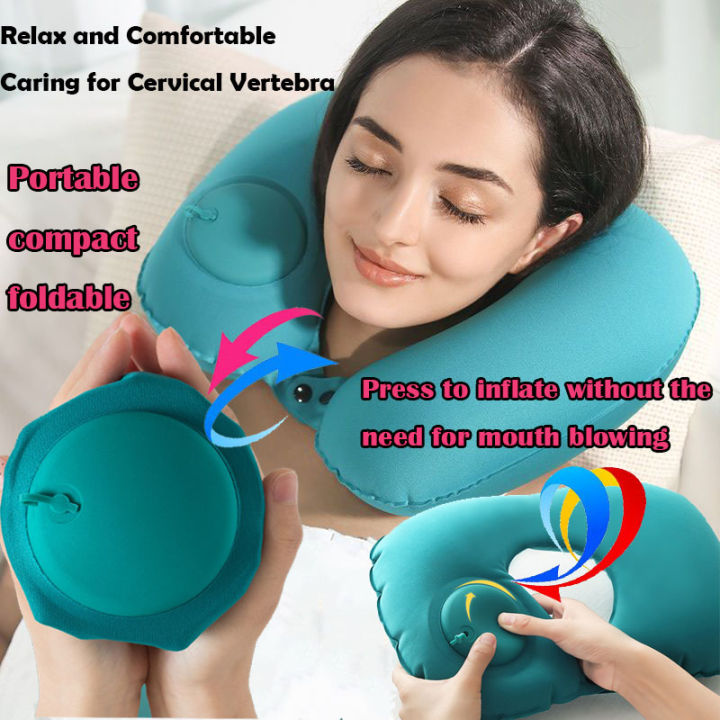 Inflatable Travel Pillow Press Type Inflatable Pillow Multifunction ...