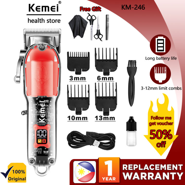 Kemei Transparent Hair Clipper Rechargeable Small Silent Electric Hair ...